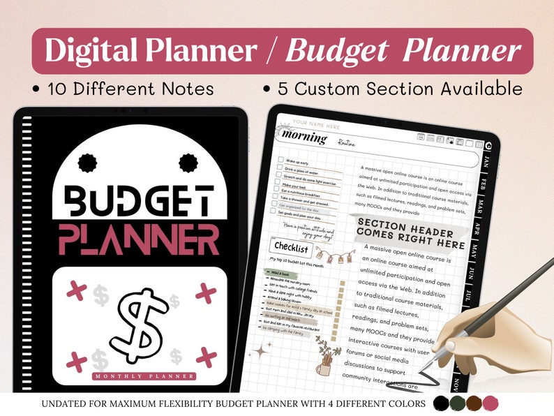 Digital Budget Planner Digital Finance Planner Monthly Budget Digital ...
