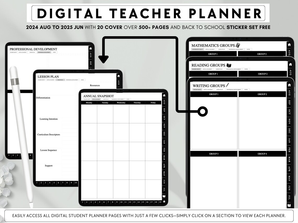 Digital Teacher Planner | Hyperlinked Academic Lesson Plan (digital ...