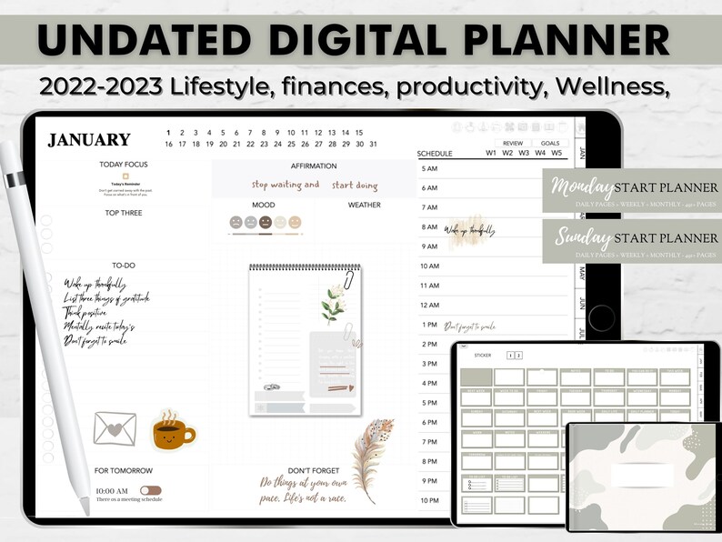 Digital Planner UNDATED Adhd, Daily, Weekly, Monthly Plan Agenda With ...