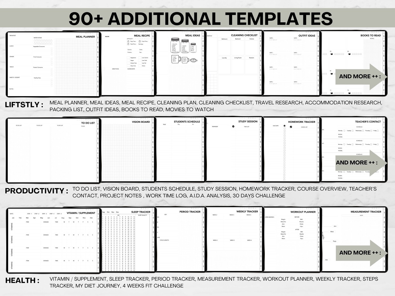 Digital Planner UNDATED ADHD, Daily, Weekly, Monthly Plan Agenda With ...