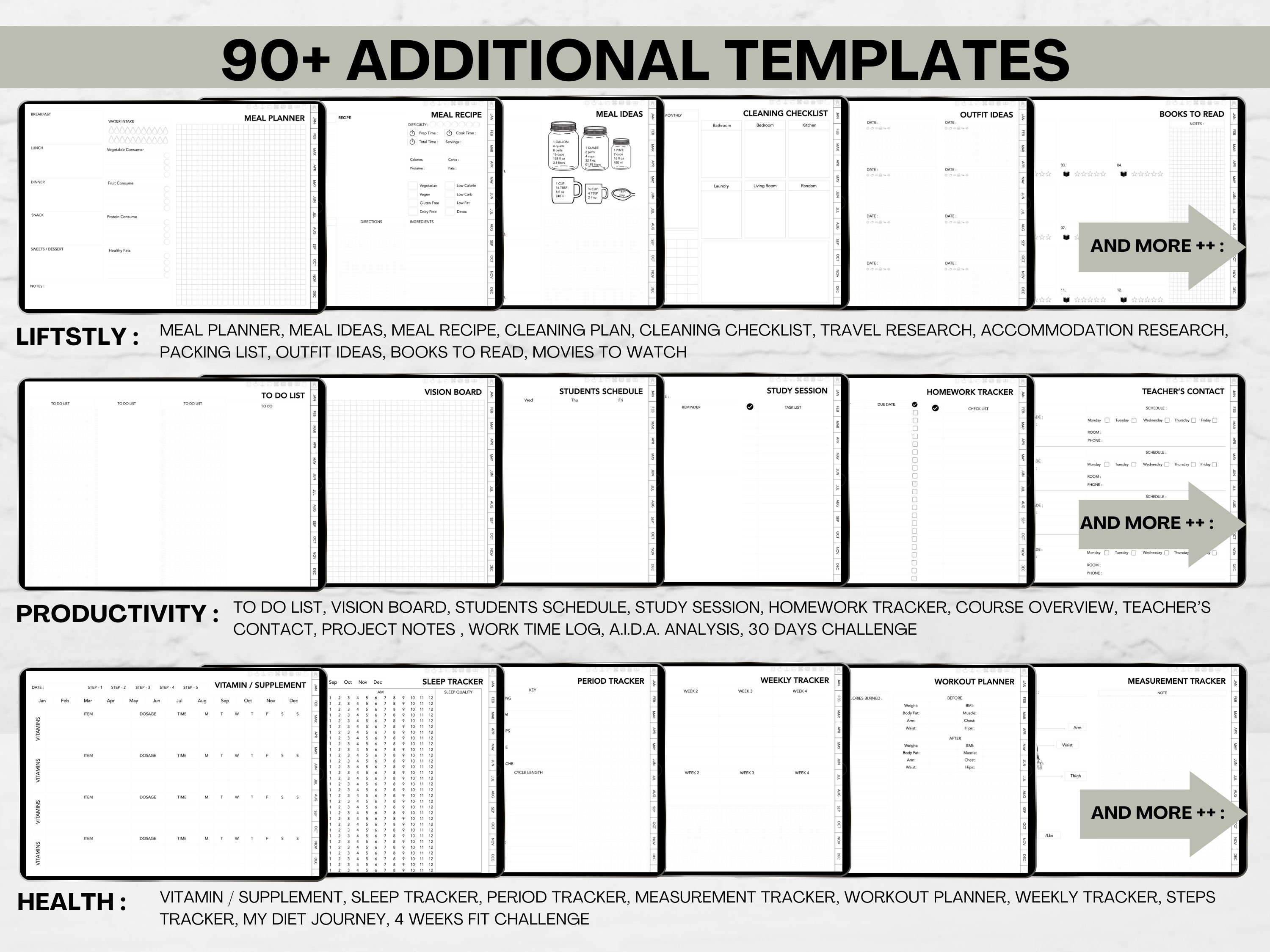 Digital Planner UNDATED ADHD, Daily, Weekly, Monthly Plan Agenda With ...