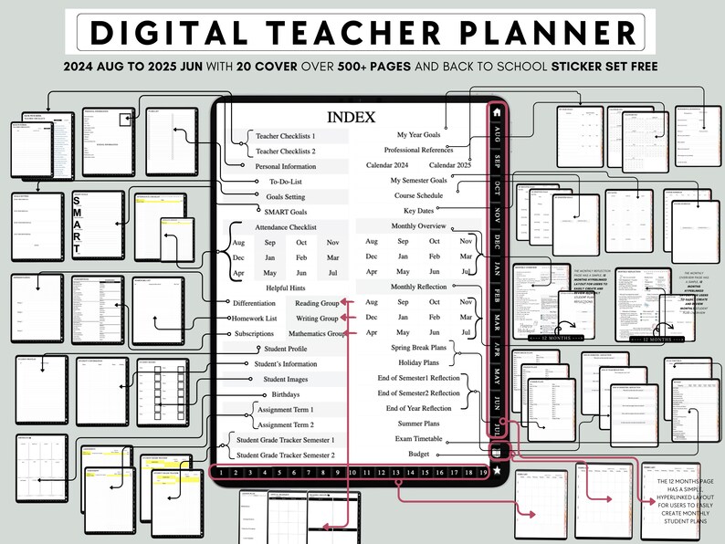 Digital Teacher Planner | Hyperlinked Academic Lesson Plan (digital ...