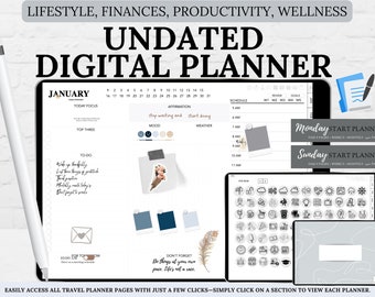 Digital Planner UNDATED ADHD, Daily, Weekly, Monthly Plan Agenda With ...
