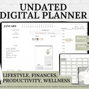 Digital Planner UNDATED ADHD, Daily, Weekly, Monthly Plan Agenda With ...
