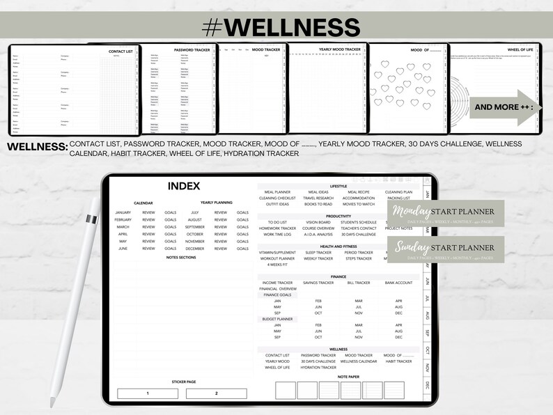 Digital Planner UNDATED ADHD, Daily, Weekly, Monthly Plan Agenda With ...