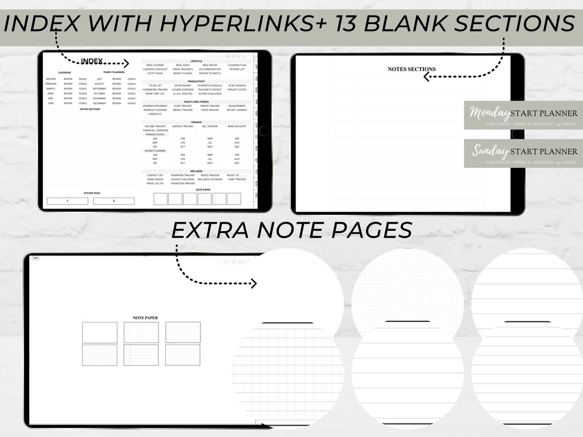 Digital Planner UNDATED ADHD, Daily, Weekly, Monthly Plan Agenda With ...