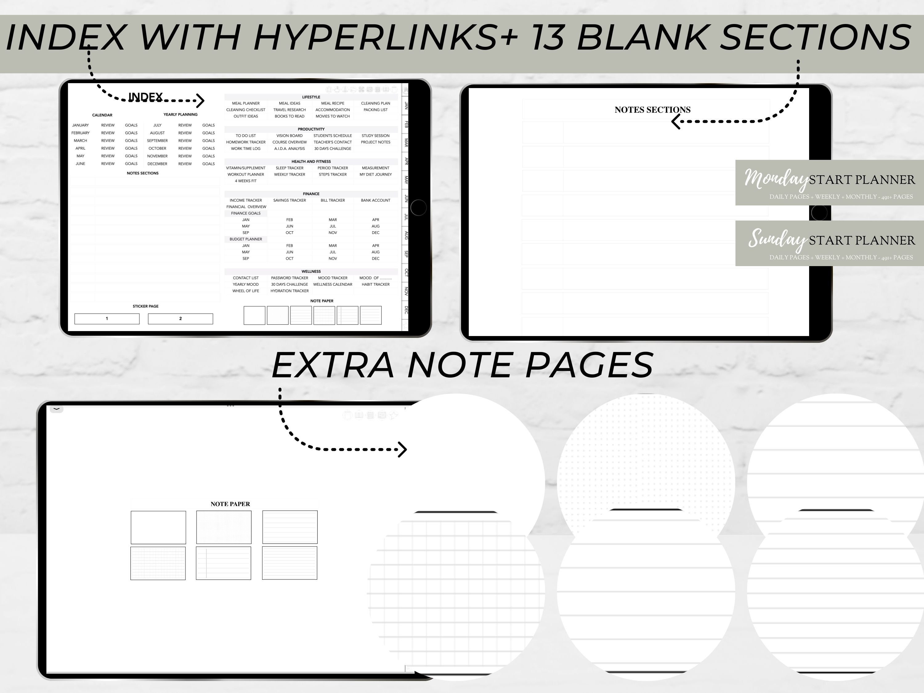 Digital Planner UNDATED ADHD, Daily, Weekly, Monthly Plan Agenda With ...