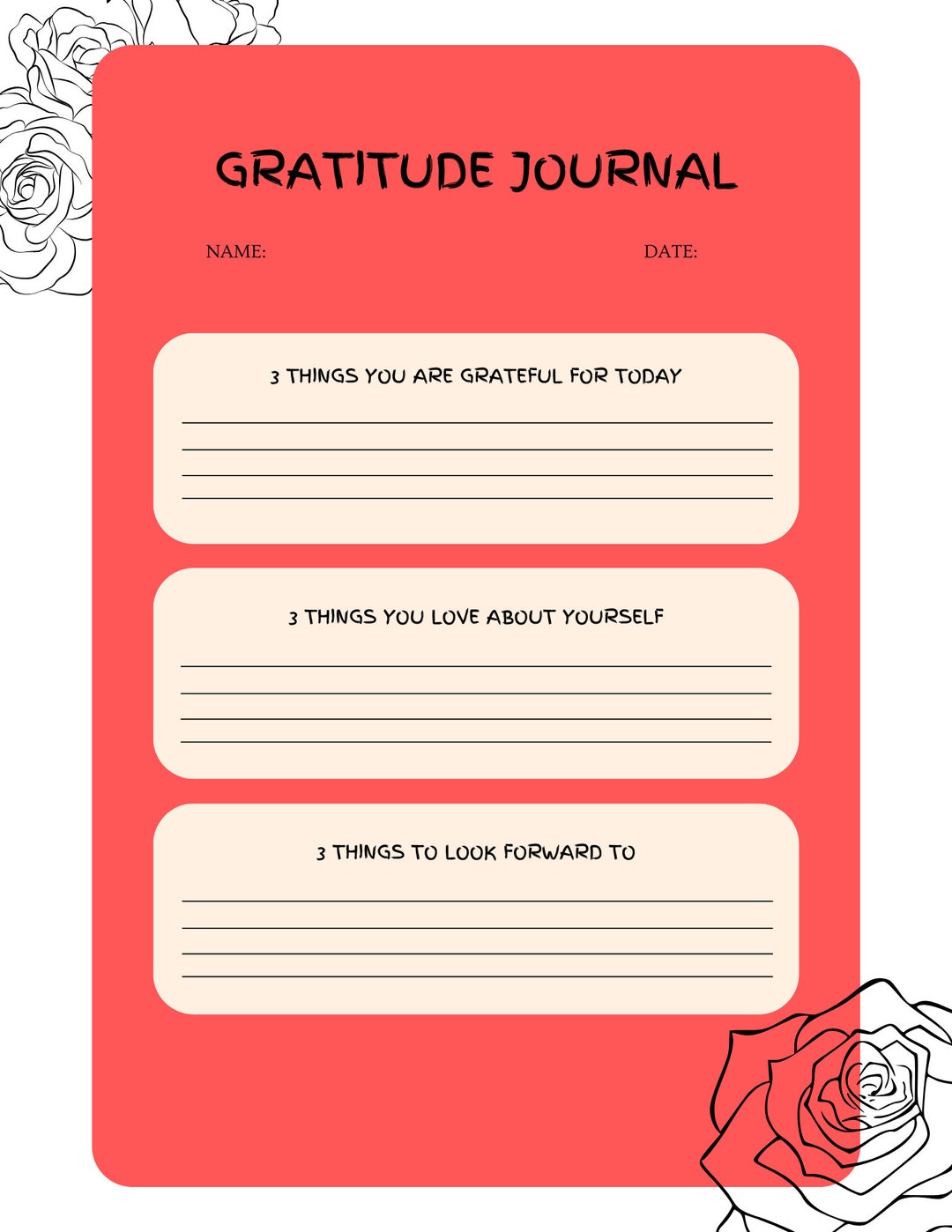 Daily Gratitude Journal Print - Etsy