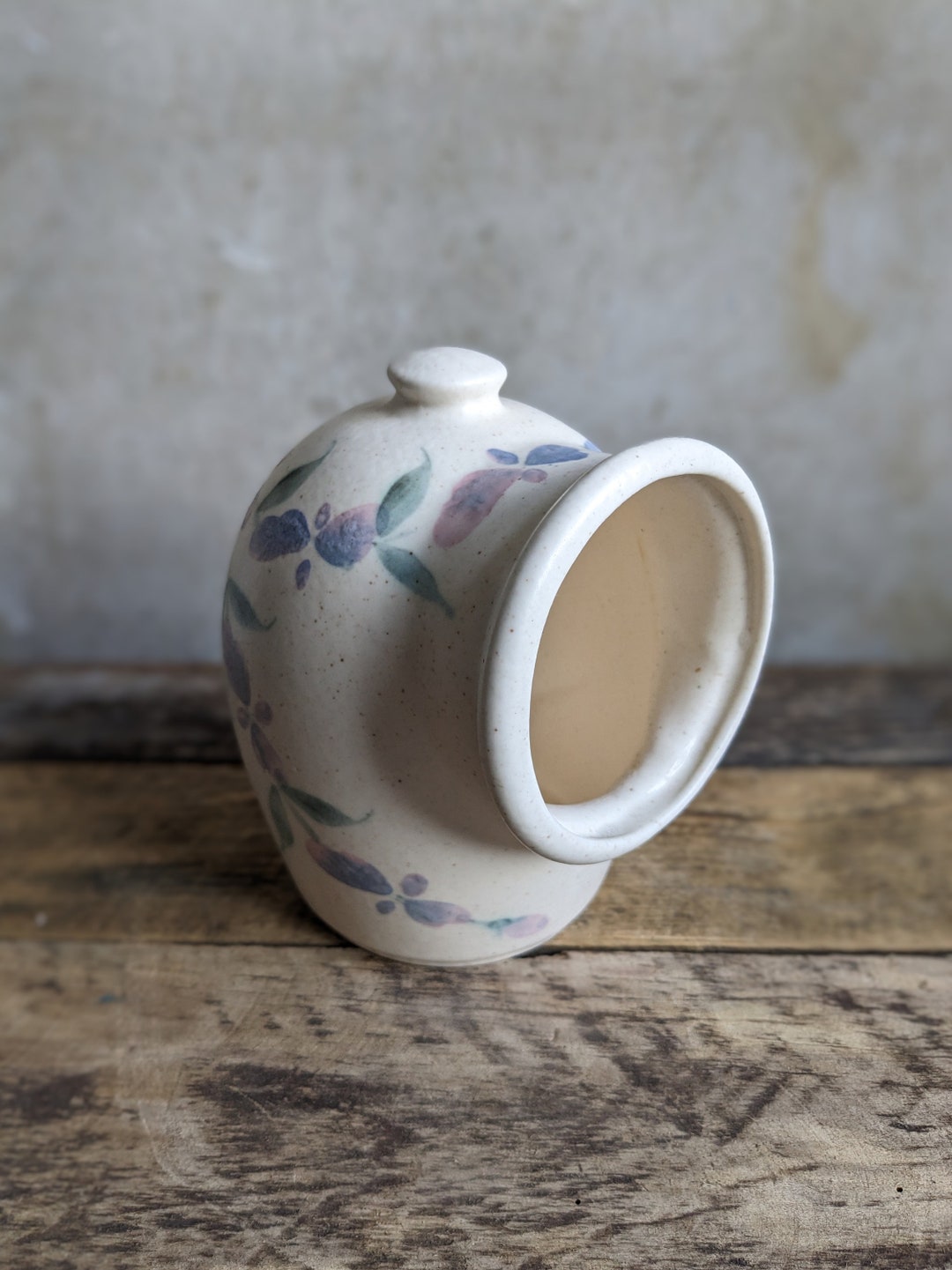 Vintage Salt Pig Handpainted Pottery White Glaze Large Salt Pig Ceramic ...