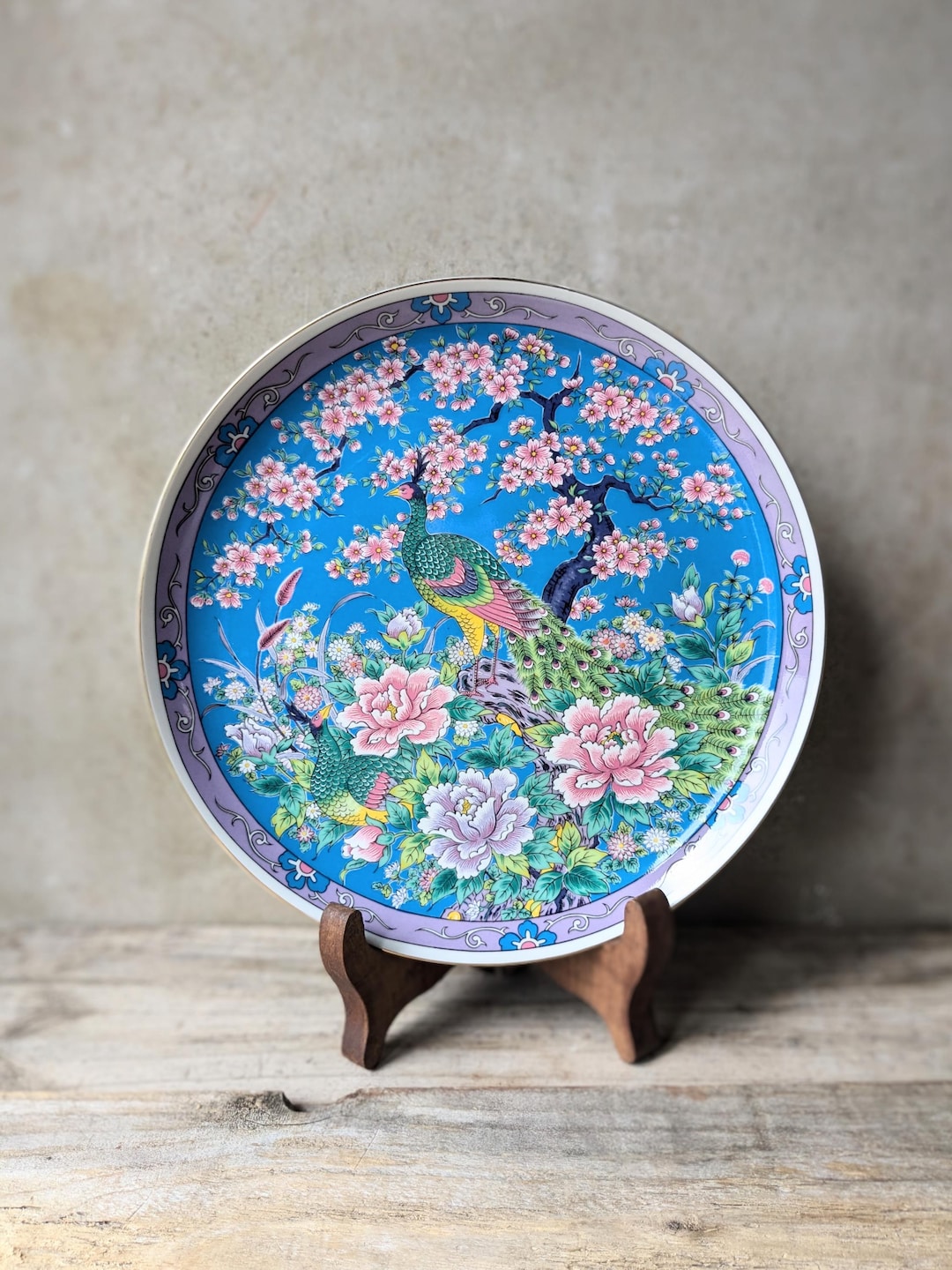 Decorative Blue Japanese Porcelain Wall Plate - Bird - Peacock ...