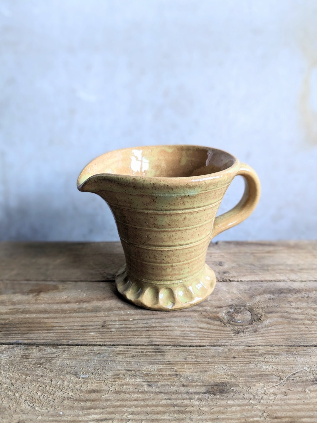 Vintage Rustic Jug Yellow Green Pitcher Vase Farmhouse Jug Burton ...