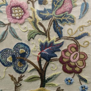 Vintage 1920s Crewel Hand Embroidered - Arts and Crafts Tree of Life ...