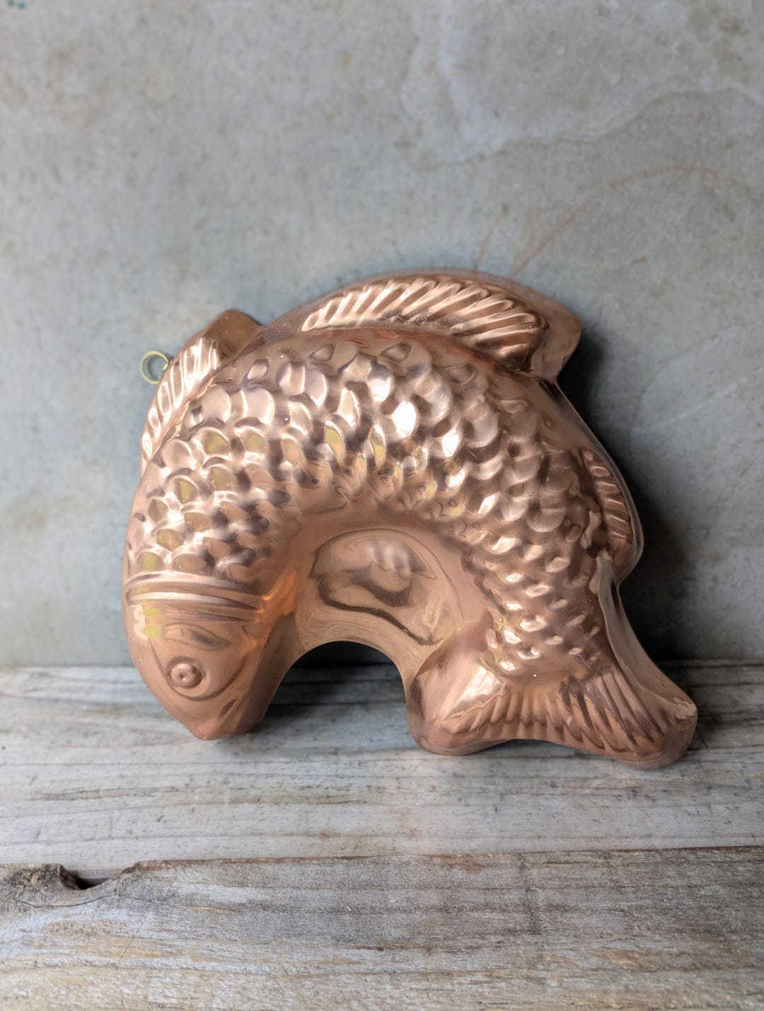 Vintage Copper Fish Mould - Tagus Portugal - Tin Lined Mouse Cake Jelly ...