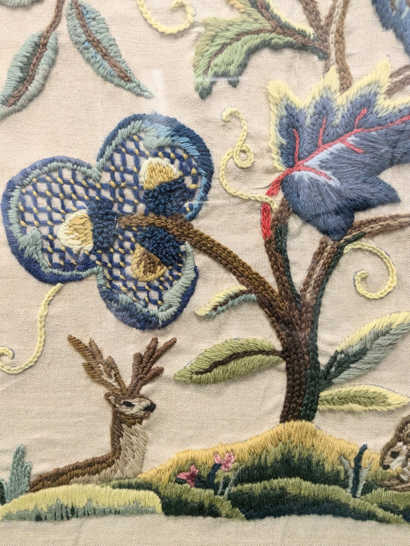Vintage 1920s Crewel Hand Embroidered Arts and Crafts Tree of Life ...