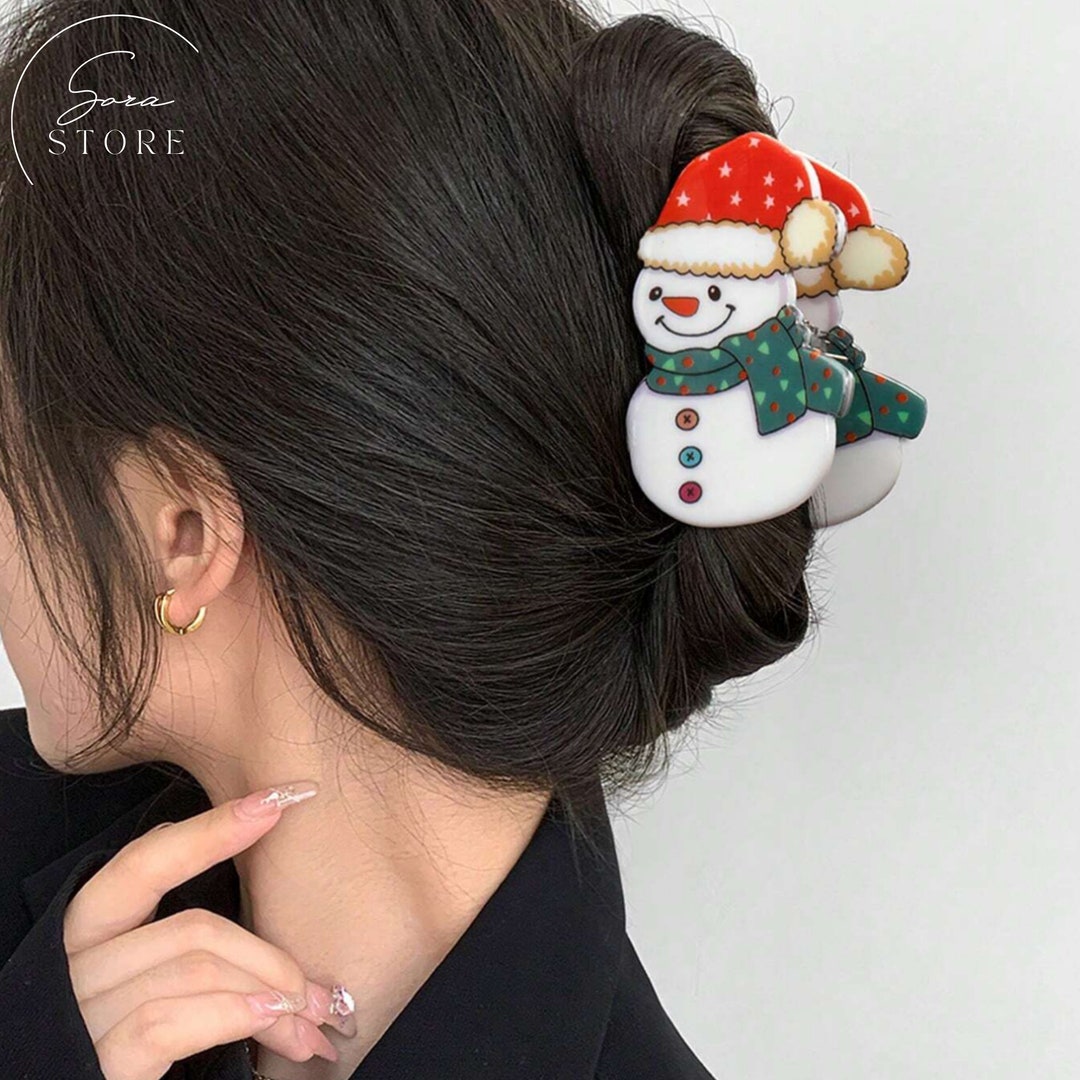 Cute White Smiling Snowman Hair Clawschristmas Hair - Etsy