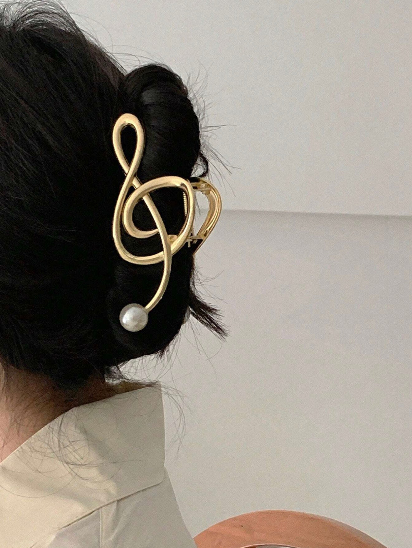 Pearl Detail Music Note Design Hair Claw,gold Music Note Hair Clip,clef ...