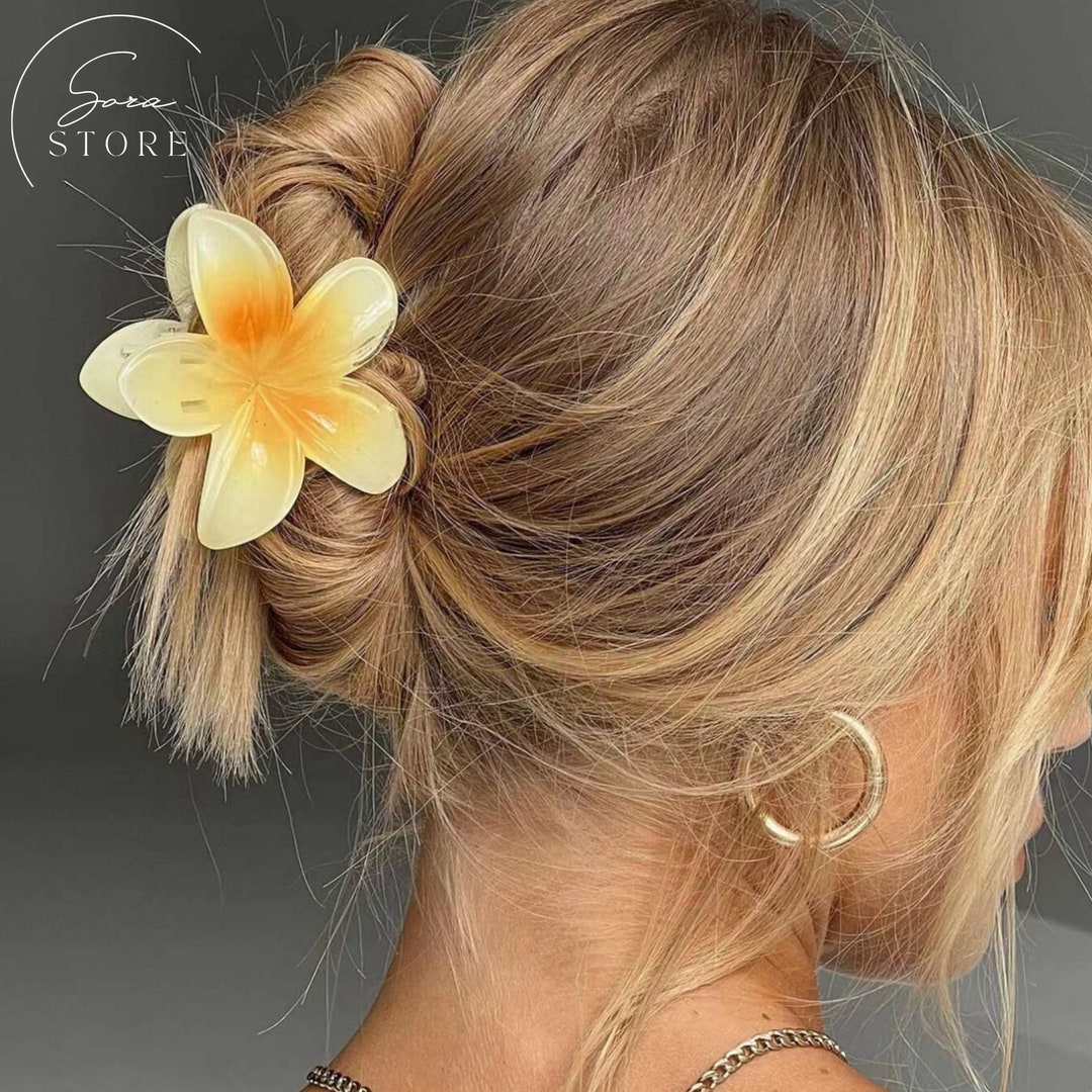 Yellow Flower Hair Clip, Colorful Flower Hair Claw Clip, Floral Hair ...