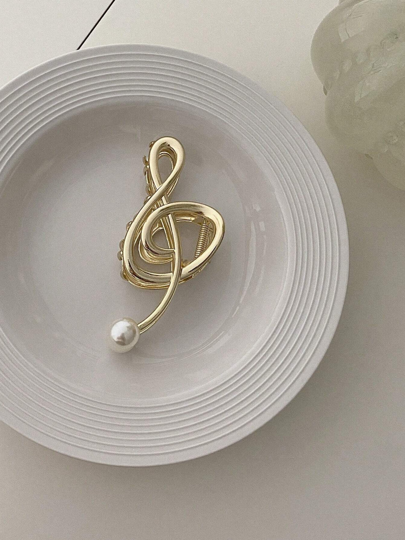Pearl Detail Music Note Design Hair Claw,gold Music Note Hair Clip,clef ...