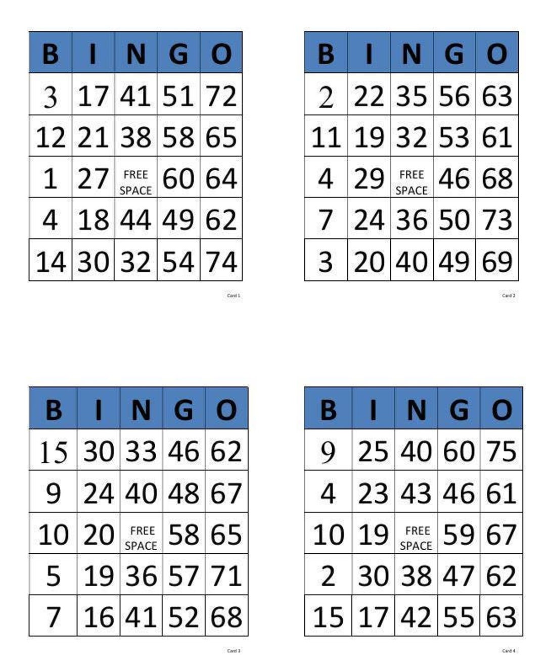 100 Unique Bingo Cards: Large Print Party Game (PDF Download), 1, 2 and ...