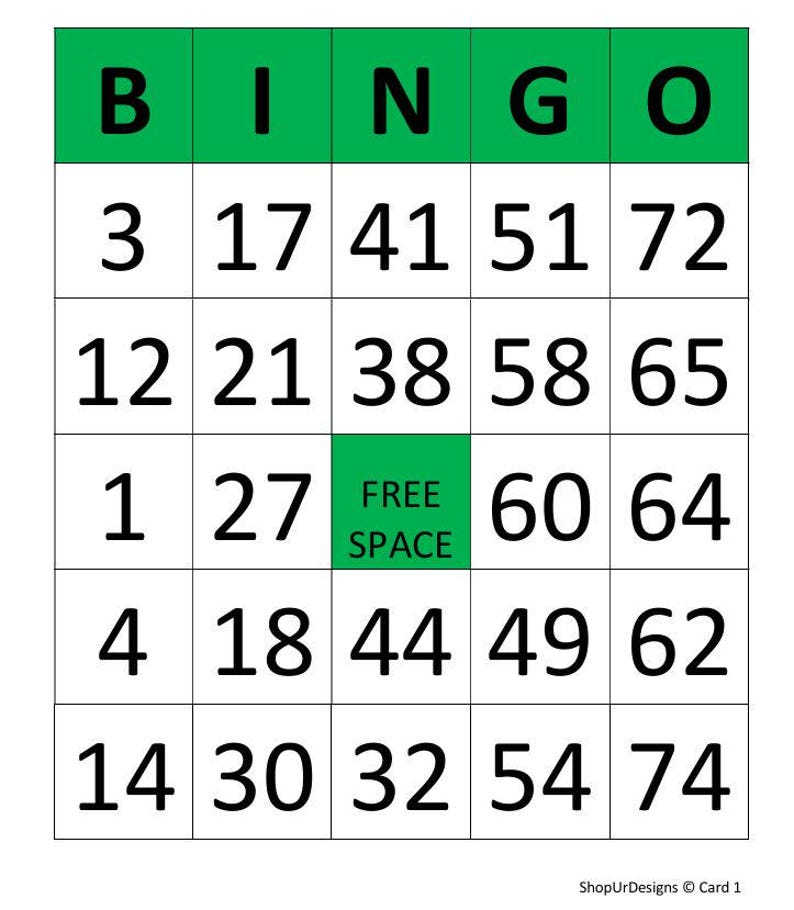 100 Green St. Patrick's Day Bingo Cards: Printable Party Game (PDF ...