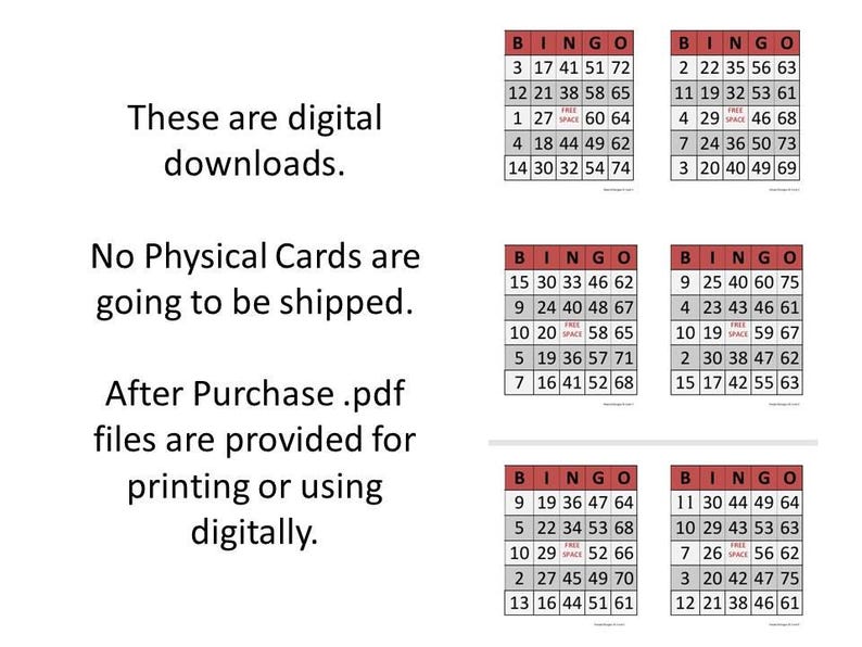 200 Unique Bingo Cards : Large Print Party Game (PDF Download), 1, 2 ...