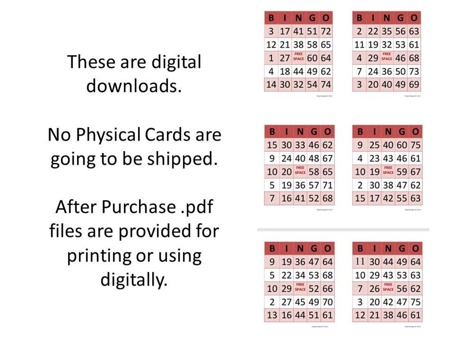 200 Bingo Cards: Large Print Party Game (PDF Download), 1, 2, 4 and 6 ...