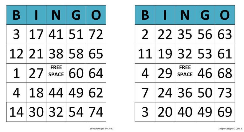 100 Printable Unique Bingo Cards for Adults & Kids (PDF Download), 1, 2 ...