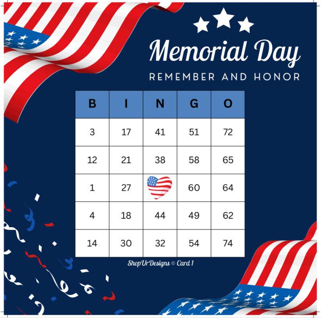 100 Memorial Day Bingo Cards: Patriotic Printable Games (PDF Download ...