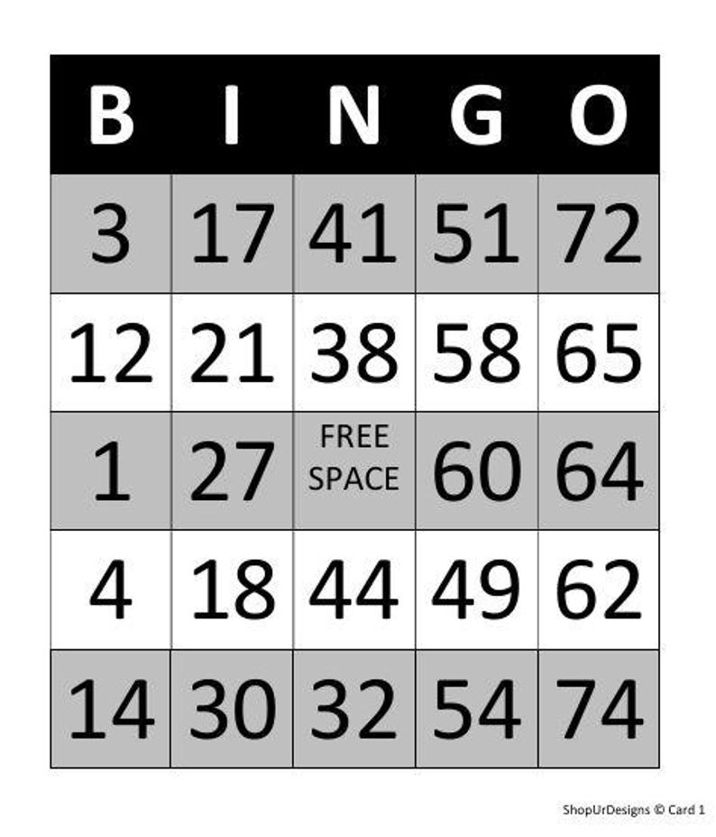 200 Bingo Cards - Black Gray White: Large Print Party Game for Adults ...