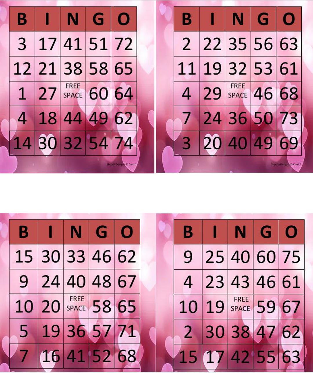 100 Bingo Cards: Large Print Party Game (PDF Download), 1,2,4 and 6 per ...