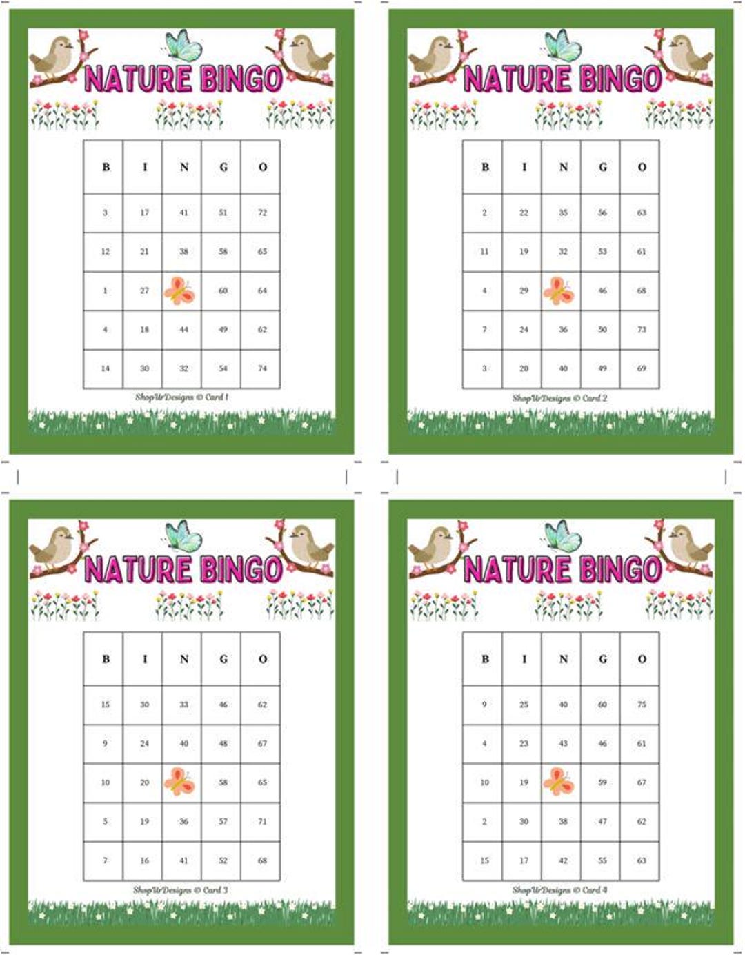 Nature Bingo Game: 100 Printable Cards for Kids & Adults (PDF Download ...