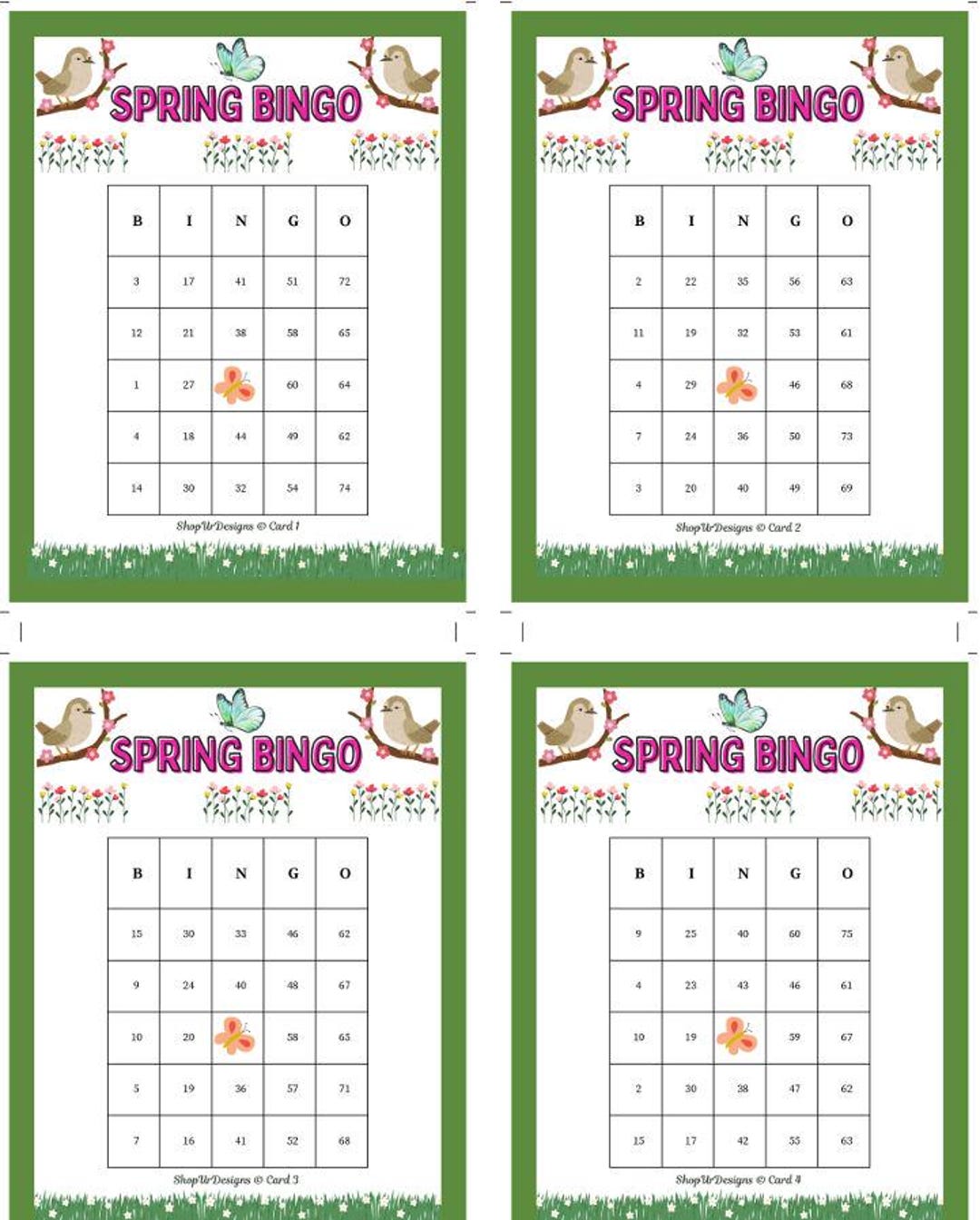 100 Spring Bingo Cards: Printable Kids & Adult Game (PDF Download), 1 ...