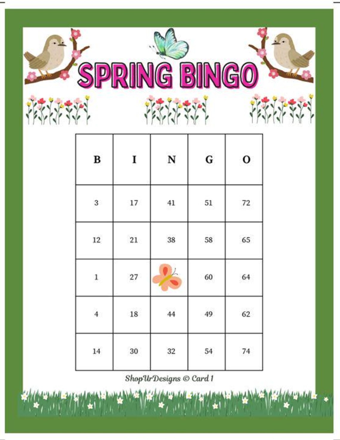 100 Spring Bingo Cards: Printable Kids & Adult Game (PDF Download), 1 ...