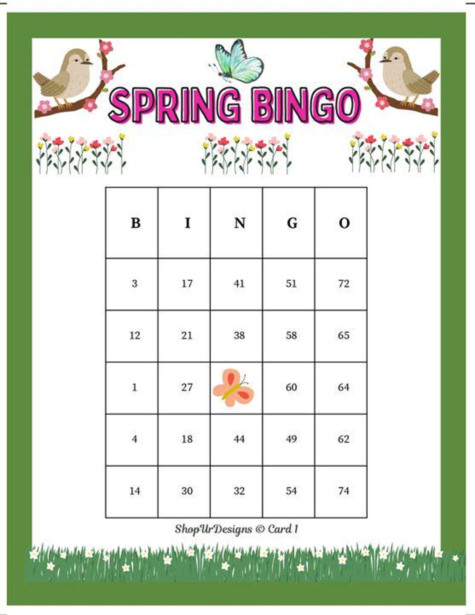 100 Spring Bingo Cards: Printable Kids & Adult Game (PDF Download), 1 ...