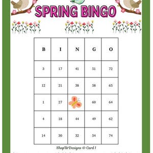100 Spring Bingo Cards: Printable Kids & Adult Game (PDF Download), 1 ...