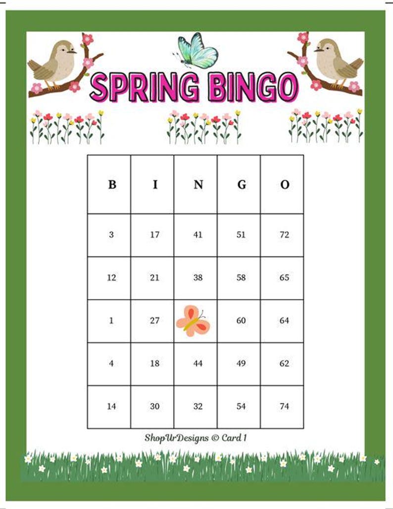 100 Spring Bingo Cards: Printable Kids & Adult Game (PDF Download), 1 ...