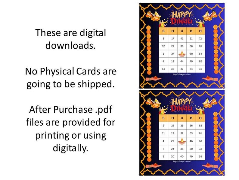 Diwali Bingo: 180 Unique Printable Cards (PDF Download), Party Game for ...