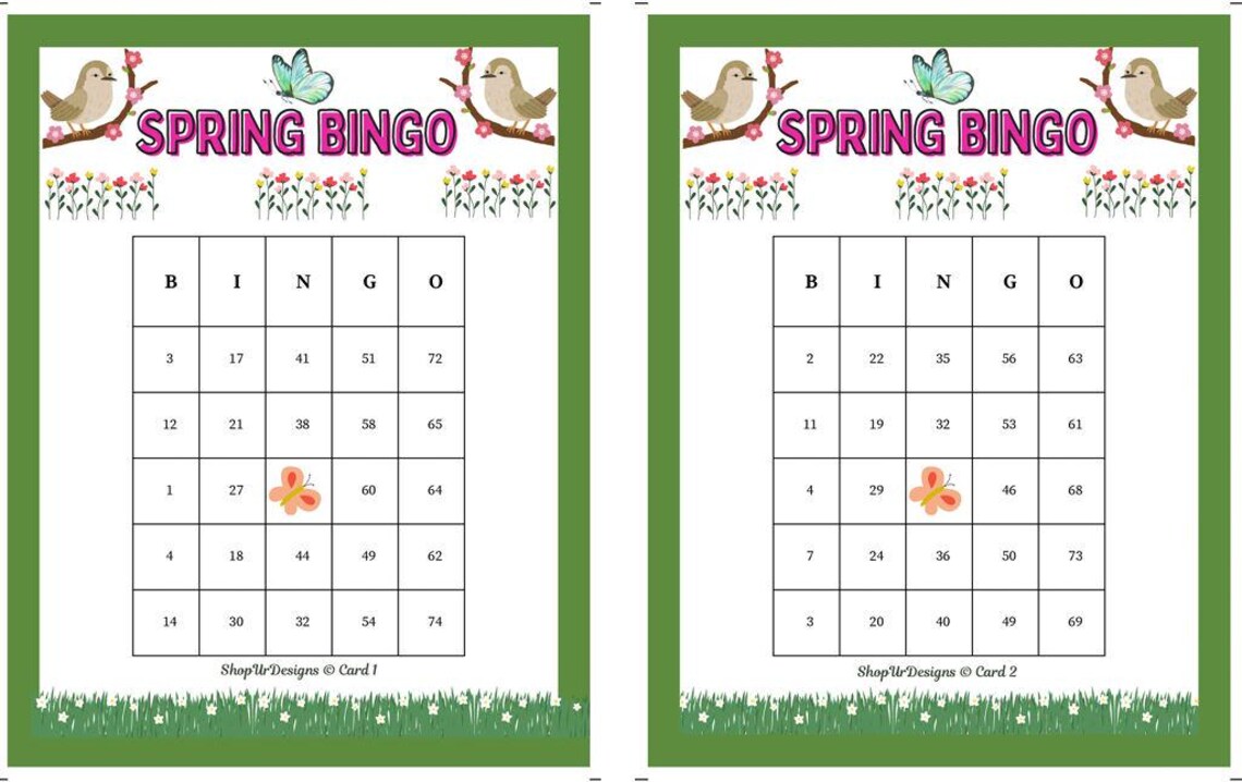 100 Spring Bingo Cards: Printable Kids & Adult Game (PDF Download), 1 ...