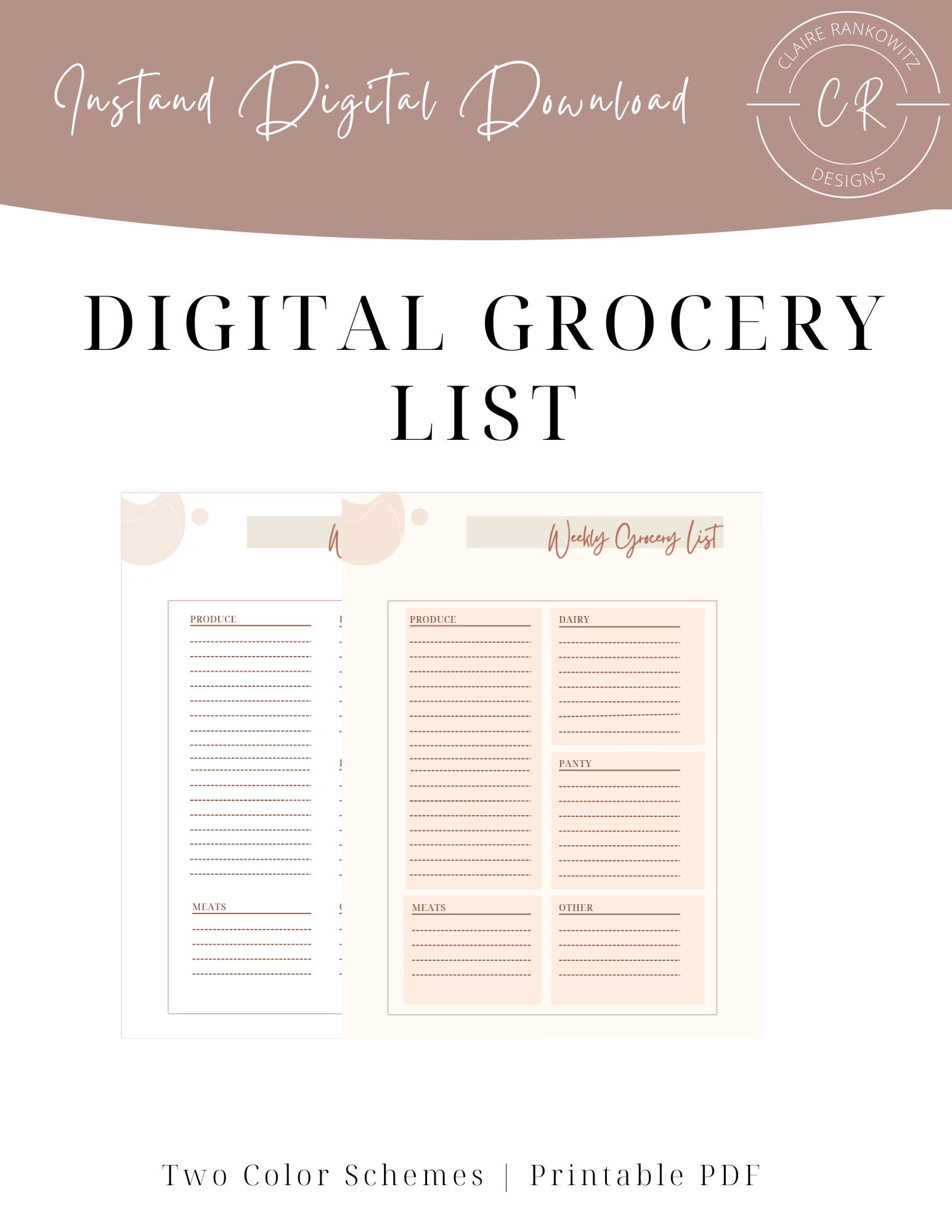 Meal Planner and Grocery List Planner, Weekly Menu Planner, Health ...