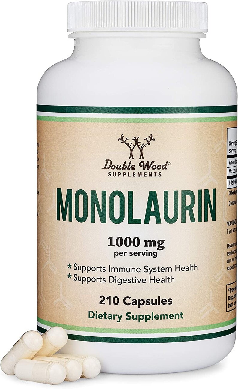 Monolaurin 1,000mg per Serving, 210 Capsules Vegan Safe, Non-gmo ...