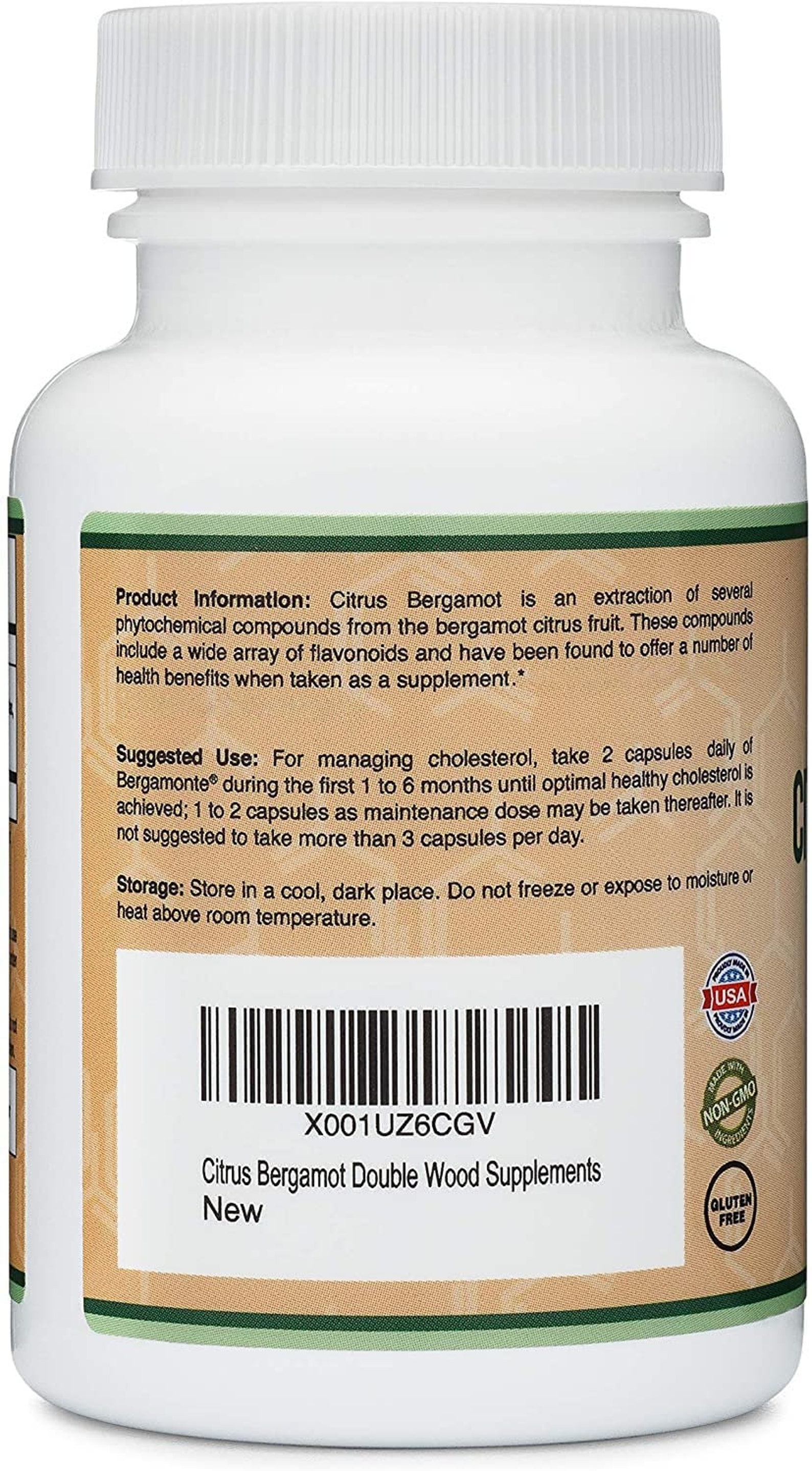 Citrus Bergamot Capsules 1 000mg Servings Patented Bergamonte Vegan