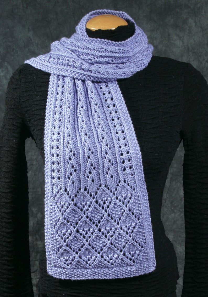 Scarf Knitting Pattern, Charted Instructions, Lace Knit, Knitting ...