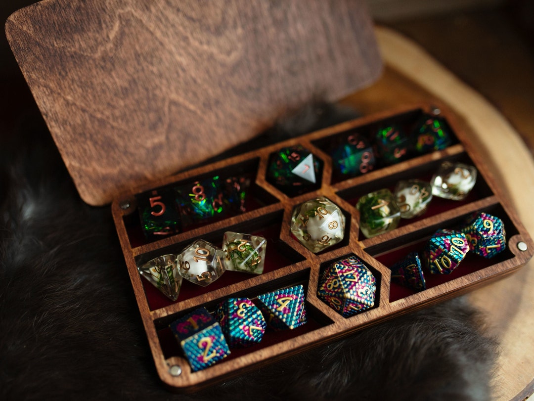 D&D 3-set Dice Vault and Tray - Dnd Wooden Multi-dice Box and Tray ...