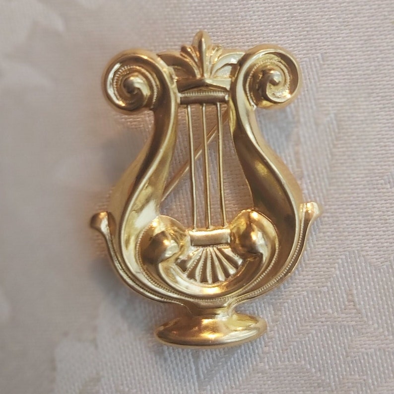 Musically Inspired a Golden Harp Pin - Etsy