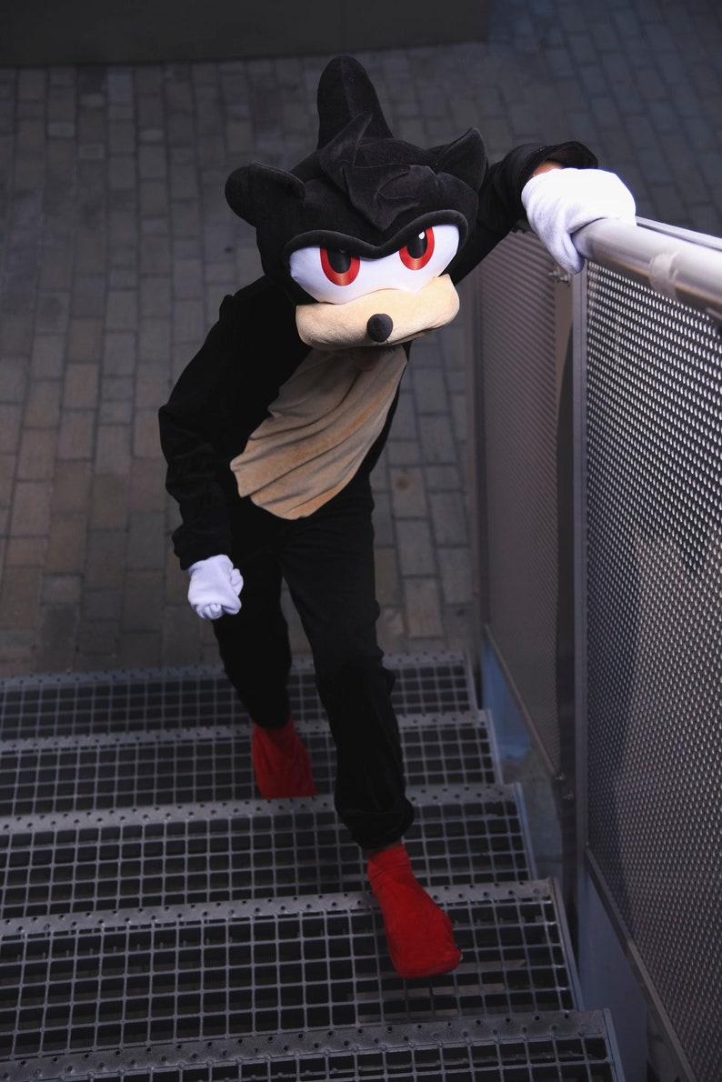 Black Shadow the Hedgehog Sonic Kids Costume – Plush Fleece Jumpsuit ...
