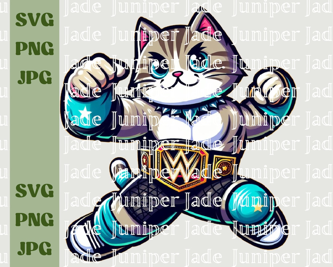 World Wrestling Cat Entertainment Png Cartoon Cat Png WWC - Etsy