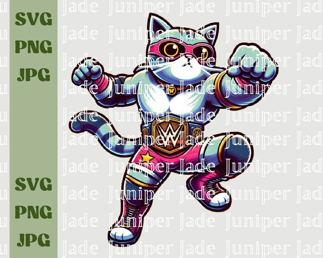 World Wrestling Cat Entertainment Png Cartoon Cat Png WWC - Etsy