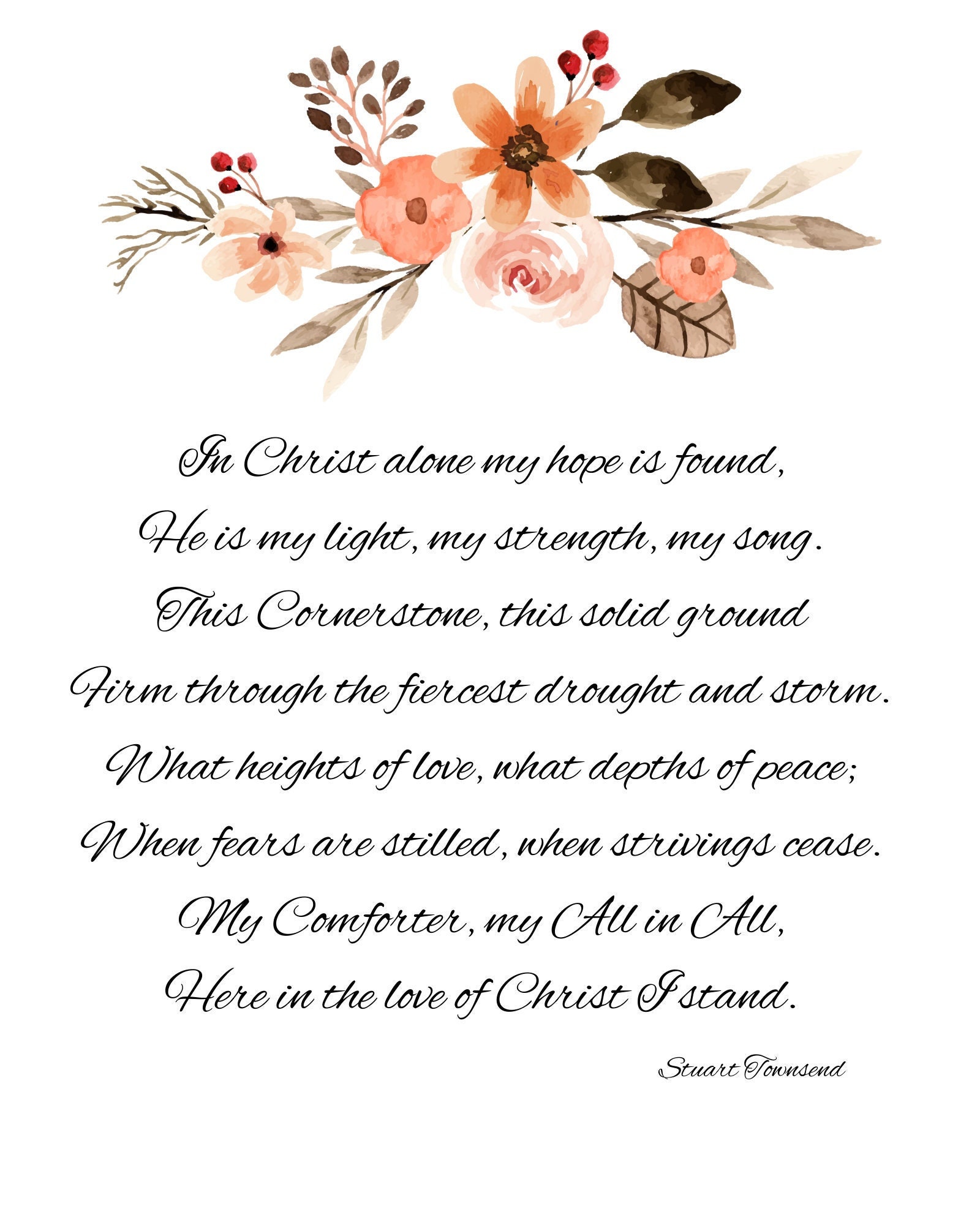 In Christ Alone Hymn Lyrics Instant Printable Digital Download ...