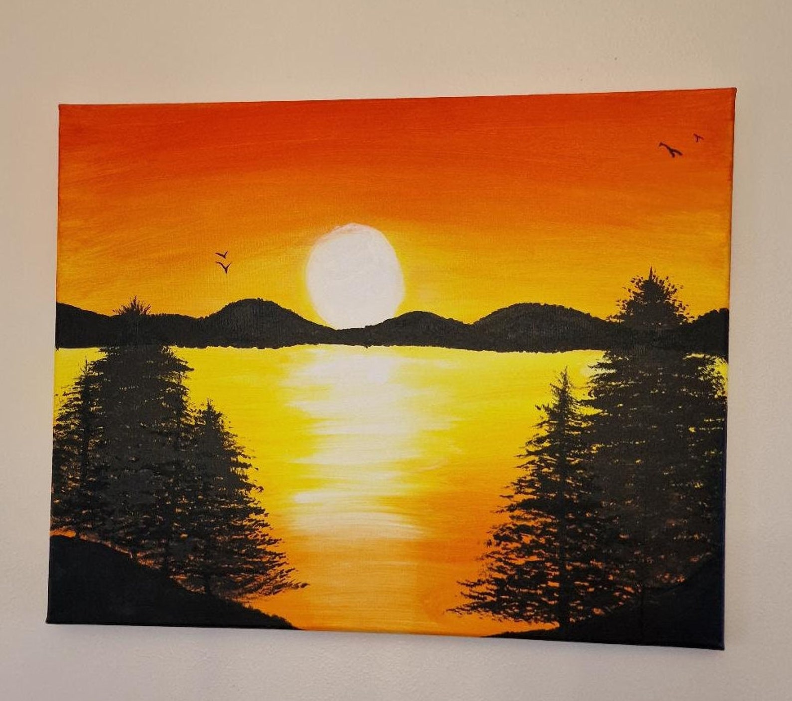 Simple Sunset Landscape Canvas Painting - Etsy