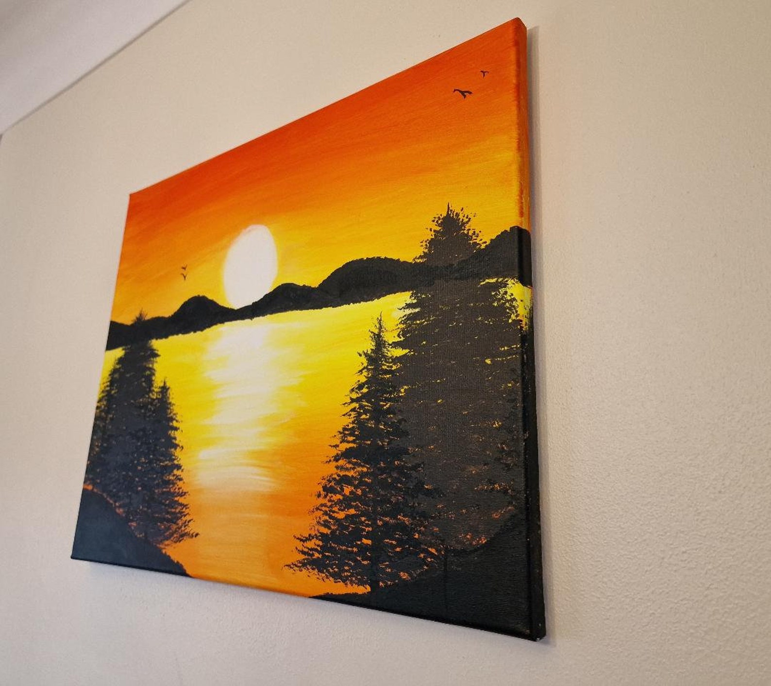 Simple Sunset Landscape Canvas Painting - Etsy